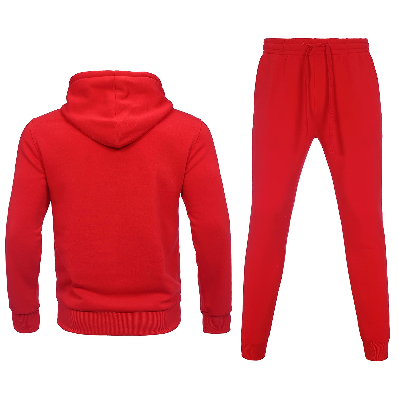 Mens Tracksuits Set Athletic Long Sleeve Full Zip Jogging Suit 2 Piece Fleece Hooded Casual Sports Drawstring Sweatsuits for Men(Red,XXL)