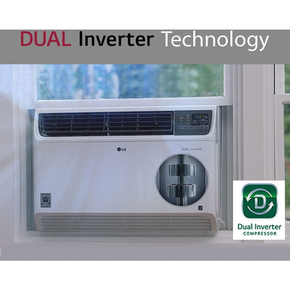 LG 14,000 BTU Dual Inverter Smart Window Unit Air Conditioner, Cools 800 Sq. Ft., Quiet Operation, Up to 25% More Energy Savings, ENERGY STARĀ®, works with LG ThinQ, Amazon Alexa and Hey Google, 115V