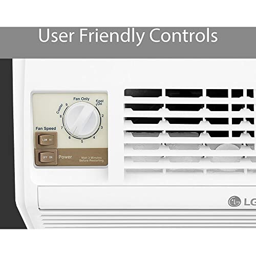 LG 5,000 BTU Window Air Conditioner, 115V, AC Window Unit Cools 150 Sq.Ft. (10' x 15' Room Size), Perfect for Bedrooms, Quiet AC with 2 Cooling & Fan Speeds, 2-Way Air Deflection, and Washable Filter