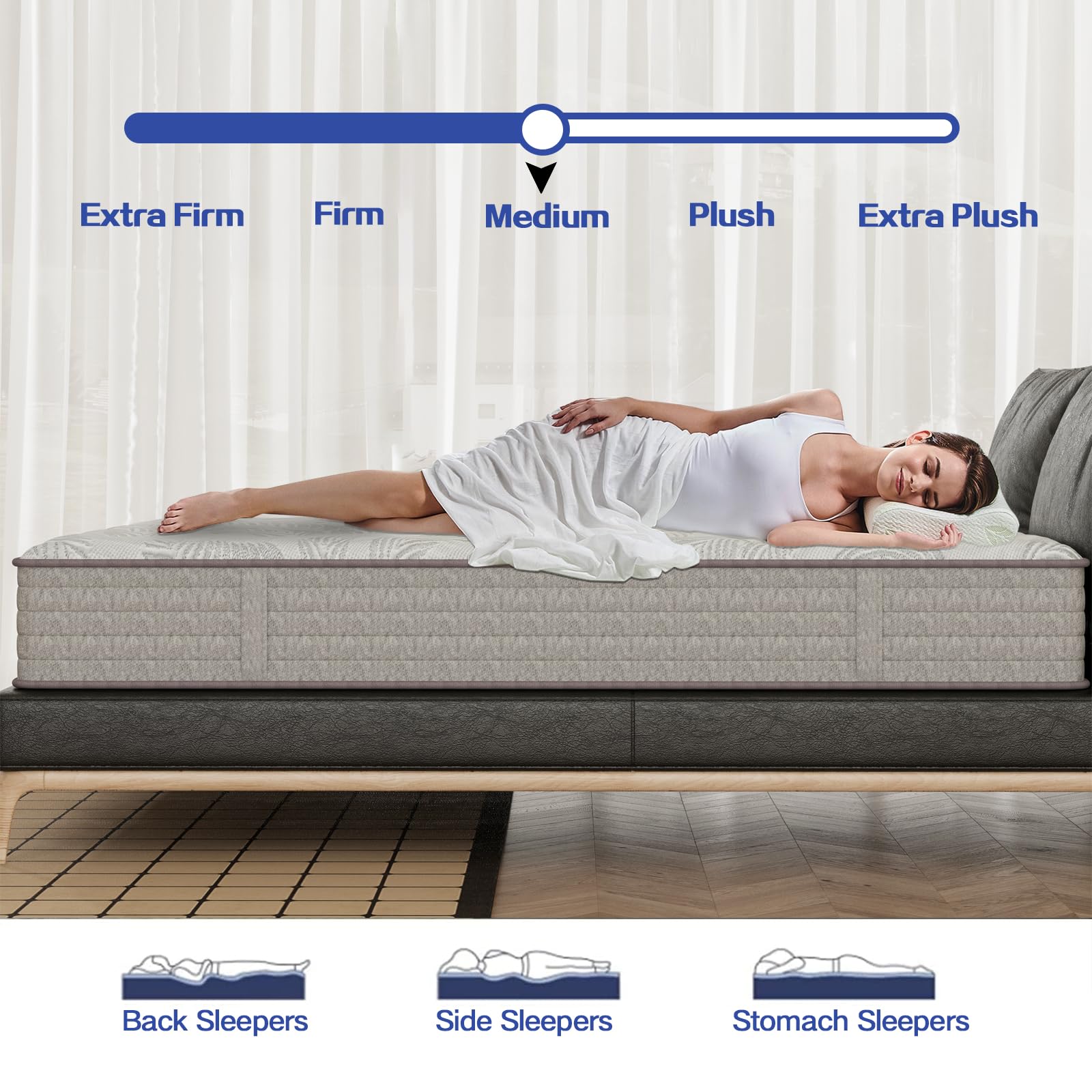 KOW Full Size Mattress 12 Inch Mattress in a Box,Pressure Relief Full Bed Mattress,Individually Pocketed Springs and Memory Foam Mattresses for Edge Support, Medium Firm Feel