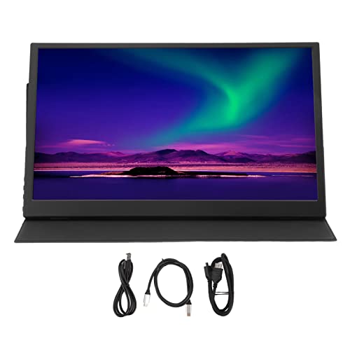 Tgoon 2K Portable Monitor, 15.6in Gaming Monitor LED Backlight with PU Leather Case for Tablet(Black)