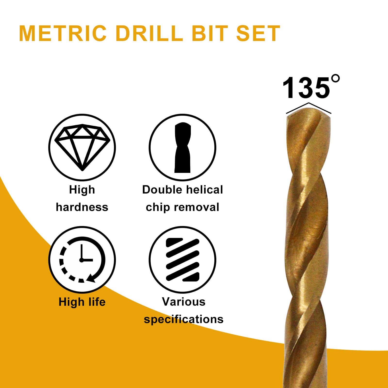 SWZHAI 13 PCS Titanium Coated Drill Bit Set (1/16"-1/4"), M35 Cobalt Drill Bits Impact Driver Bit Set High Speed Steel Hex Shank Drill Bits Quick Change Drill Bit Set for Hardened Steel, Metal, Wood