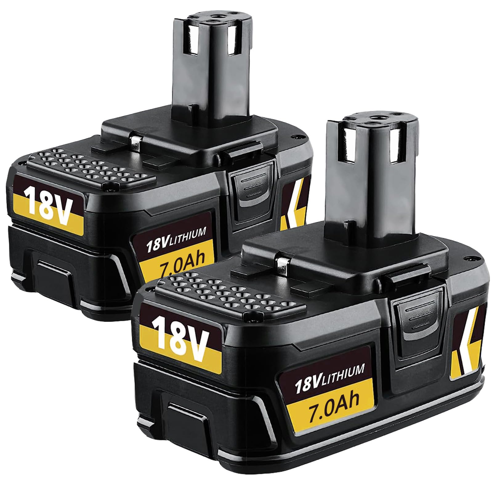 MANUFER 2 Pack 18V 7.0Ah Battery Replacement for Ryobi 18 Volt Lithium Battery Compatible with P102 P104 P103 P105 P107 P108 P109 Replacement for Ryobi Cordless Tool Battery