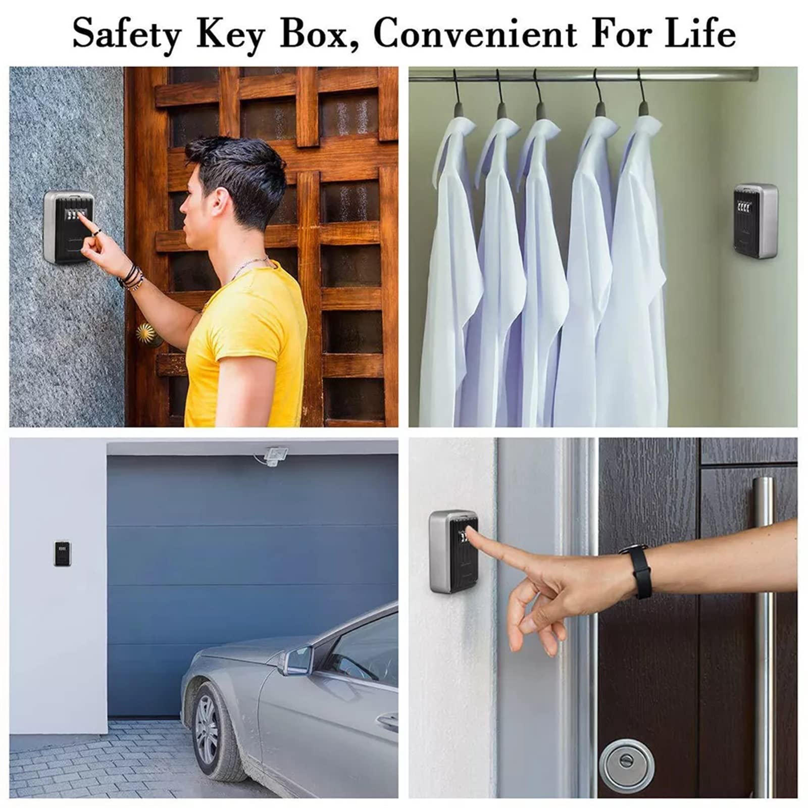 RORUN Small Safe Wall-Mounted Key Storage Secret Box Organizer 4-Digit Password Safety Lock keyless Home Office Safe Deposit Box