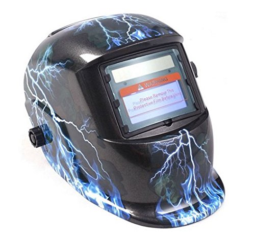 UOBEKETO Solar Auto Darkening Solar Welding Helmet Arc Tig Mig Mask Weld Welder Lens Grinding Mask with Adjustable Shade Range (lightning)