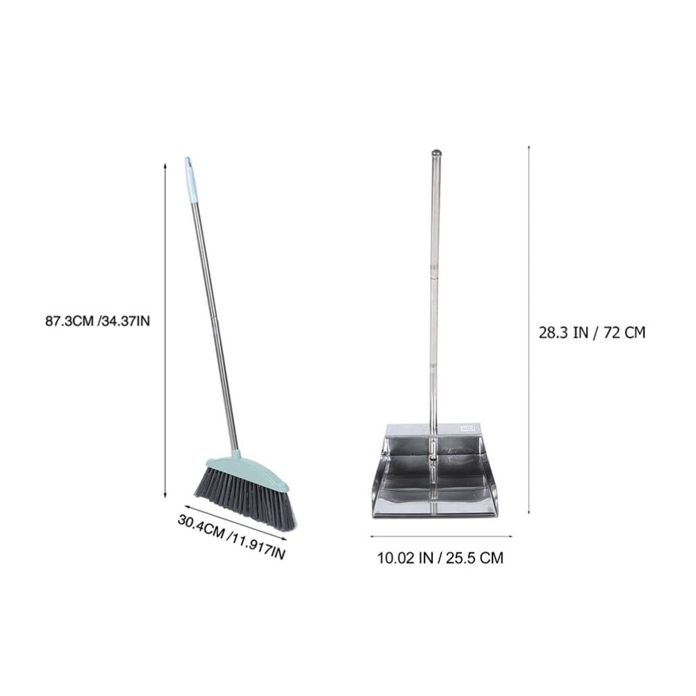 ULTECHNOVO 1 Set Garbage Shovel Cleaning Scraper Long Handle Broom Floor Sweeping Broom Long Handle Dust Pan Broom and Dust Pan Ladlebroom Home Stainless Steel Office Dustpan Indoor