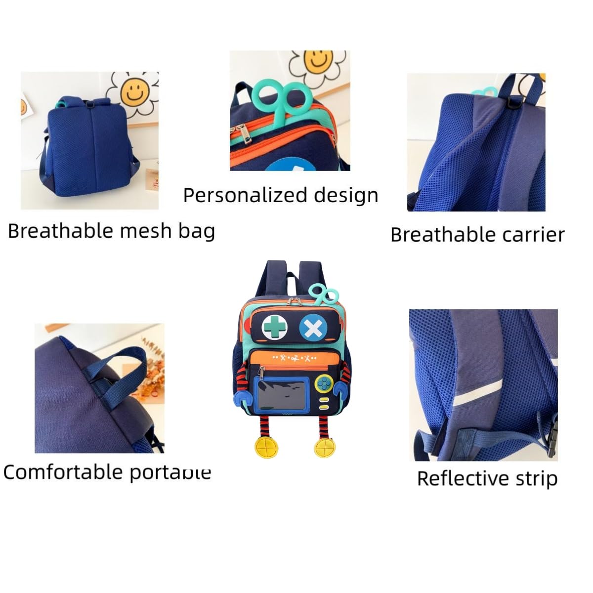 MAOYUAN BEAR Cute Robot Toddler Preschool Backpack, Schoolbag for boys,Suitable for kindergarten children (green)