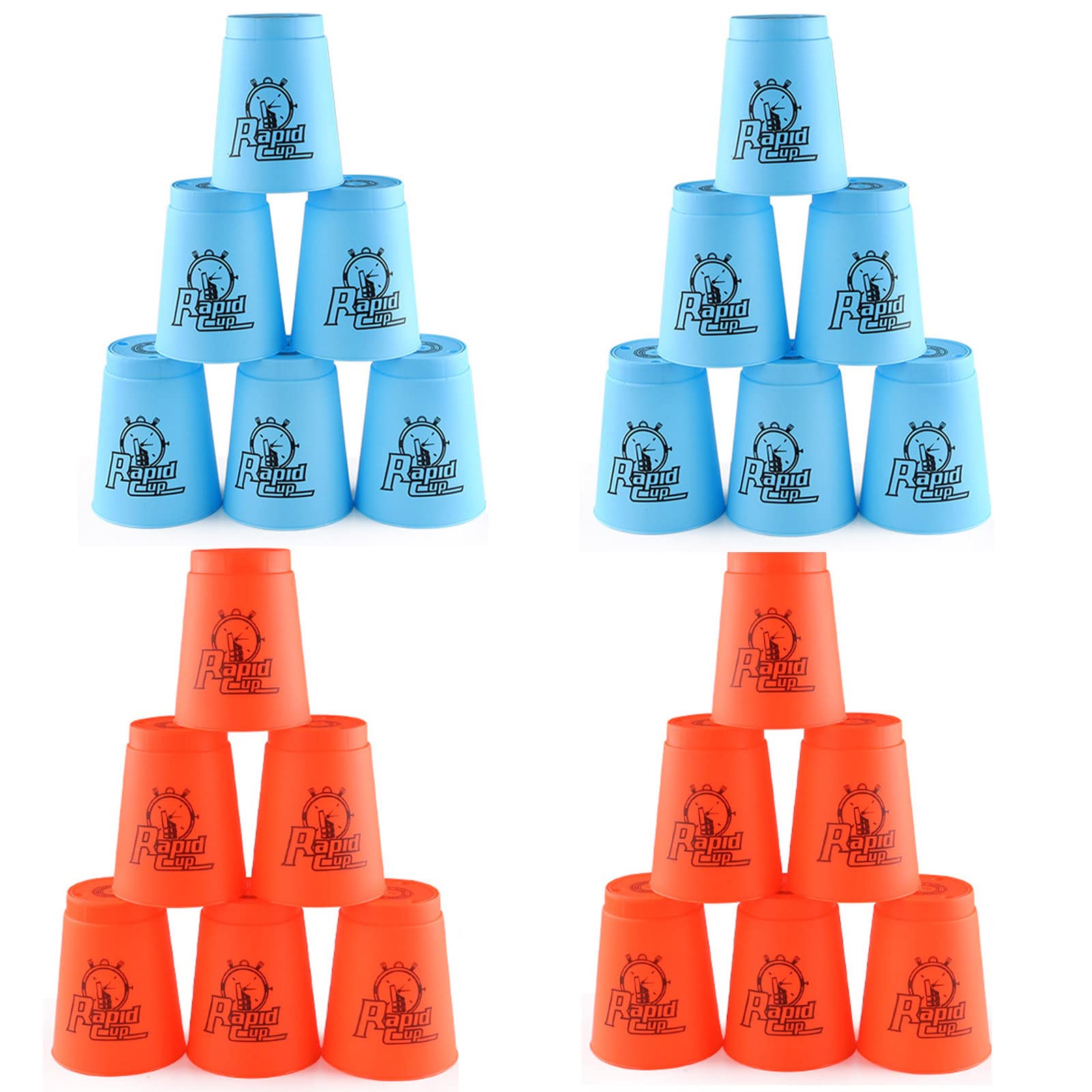 Sport Stacking Cups 24pcs, Stacking Games Quick Stack Cups Set Plastic Speed Training Game for Boys Girls Kids Travel Party Challenge Competition Classic Family Game with Carry Bag (Blue & red)