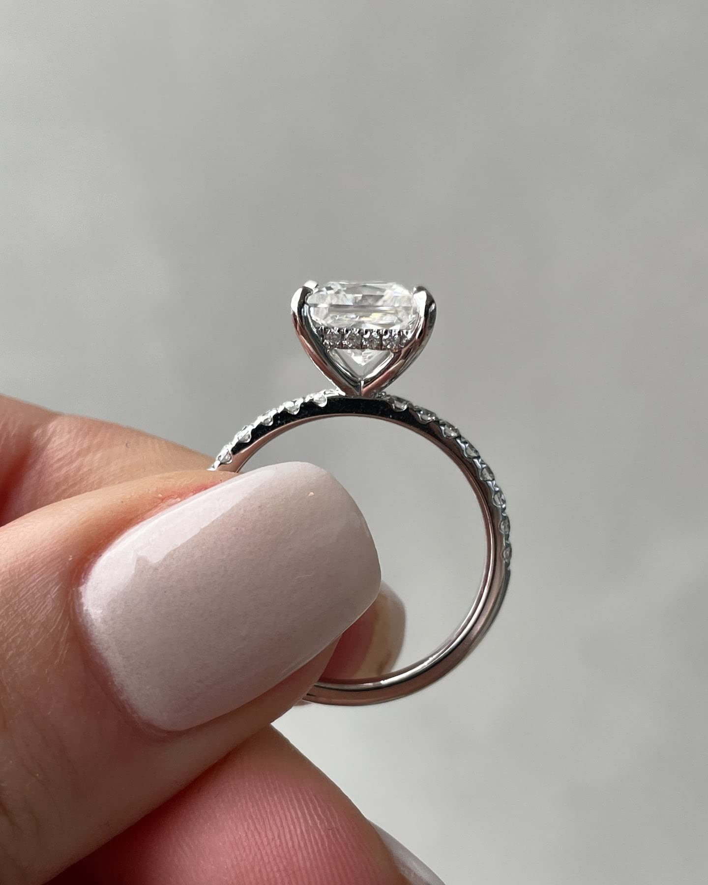 Princess Cut 2.15 cttw White Moissanite 14K White Gold And 925 Sterling Silver Hidden Halo Engagement Rings - Silver (4.5)
