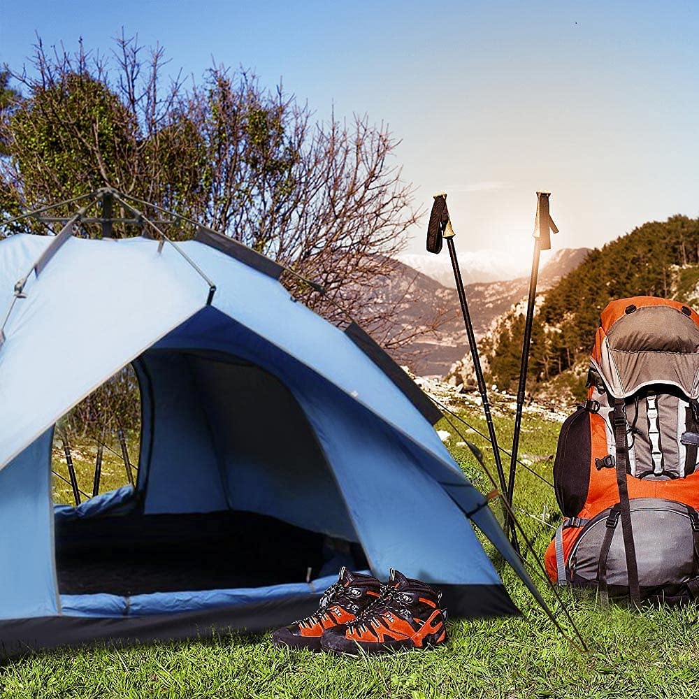 Napfox Instant Pop Up Tent Camping Tent 2/3 Person Size Automatic Setup Portable Durable Tent Waterproof Windproof Rooftop Tents with Rooms for Outdoor Camping Hiking Mountaineering (Blue)