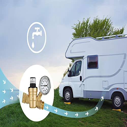 Kohree RV Winterizing kit &Sprinkler Blowout Adapter with Shut Off Valve, Bundle with RV Water Pressure Regulator Valve, Brass Lead-Free Adjustable Water Pressure Reducer