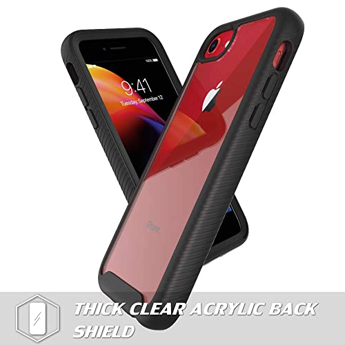 LUCKYCAT iPhone SE 2022 Case,iPhone SE 2020 Case, iPhone 8 Case, iPhone 7 Case, Shockproof Clear Multicolor Series Bumper Cover for 4.7 Inch iPhone 6/6s/7/8/SE - Black