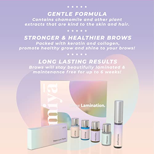 MIYA LASH | Brow Lamination Kit | Professional Eyebrow Lamination with Keratin | DIY Eye Brow Lift Kit | Fuller, Thicker Brows for 6 weeks | Includes Easy to Use Instruction, Treatment Tools & Brushes
