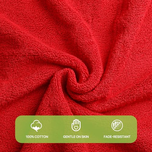 Magshion Extra Large Cotton Bath Sheet for Bathroom Adults Oversized Quick-Dry Bath Sheet Towels Set of 2,Red