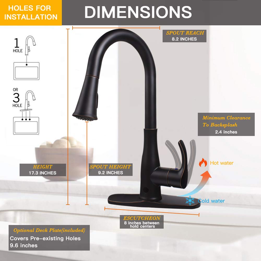 Kitchen Faucets with Pull Down Sprayer,Atalawa Touchless Kitchen Sink Faucets,Motion Sense Wave Faucet High Arc Single-Handle Brushed Nickel 1or 3 Hole Deck Mount 3 Mode,Spot Resist