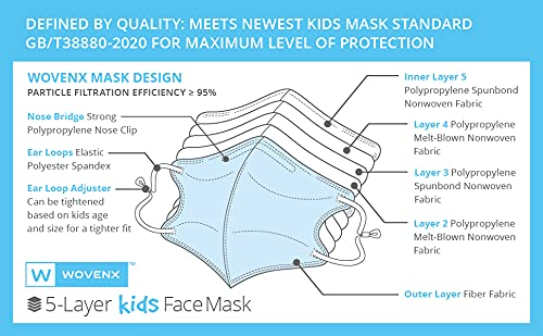 wovenx 5 Ply Small Kids Face Mask for 2-3 Year Olds, 15 Pack, With Adjustable Earloops, Individually Packaged, Disposable (Boys Masks: Dinosaur, Fishes, Camouflage)