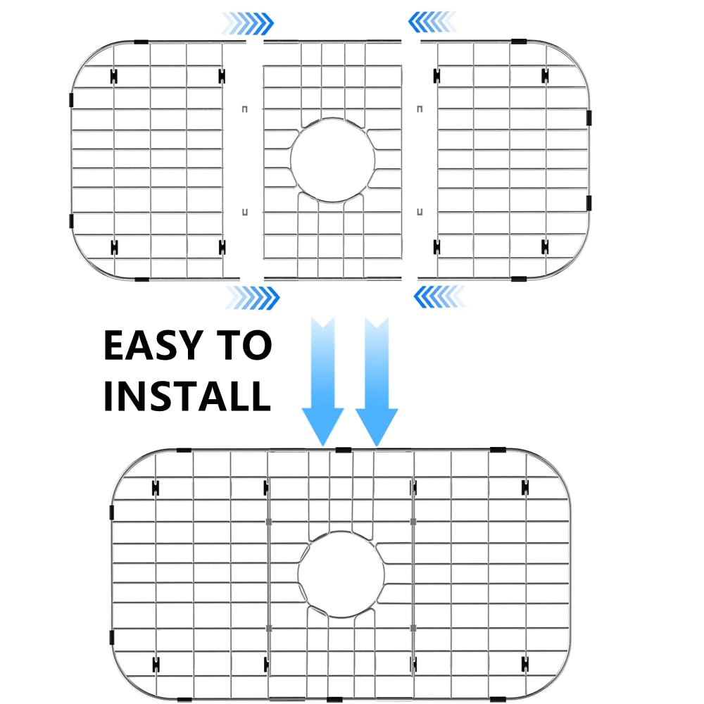 MIYUPTC Kitchen Sink Grates Bottom Grid for Kitchen Sink, Stainless Steel Metal Sink Bottom Grid Sink Protector Grid Center Drain Hole, Sink Grate (26"Lx14"W)