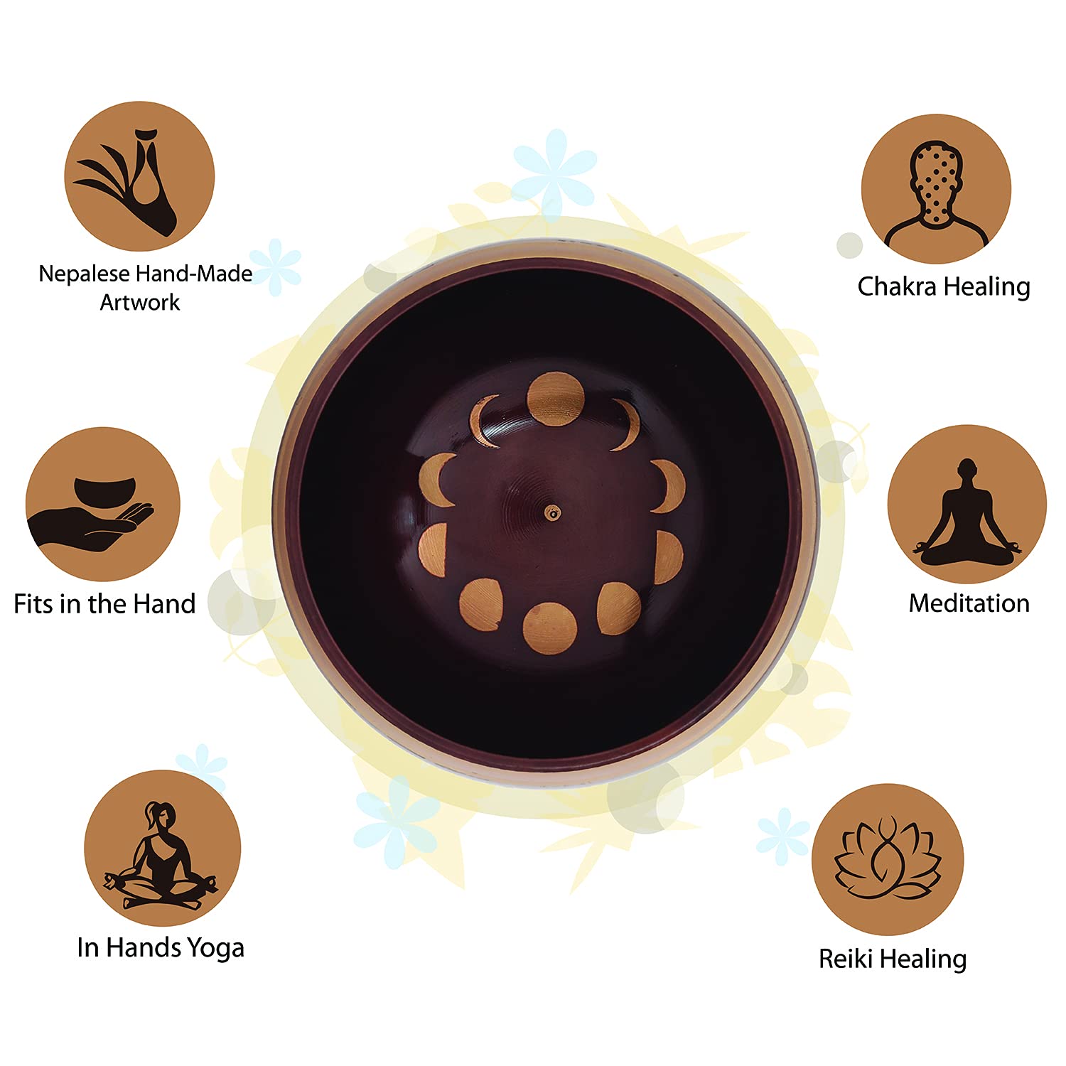 MyShape Time Tibetan Singing Bowl Set Eclipse Meditation Bowl Sun Moon Singing Bowls For Beginners With Handcrafted Gift Box - Chakra Healing, Yoga, Spiritual Healing Sound Bowl (Eclipse)