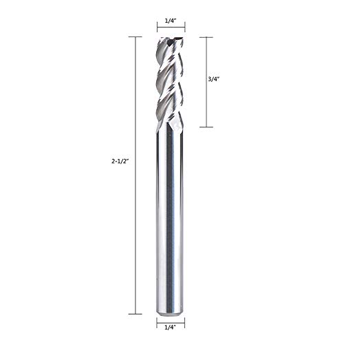 SpeTool 1/4 End Mill for Aluminum 3 Flutes CNC Spiral Router Bit for Aluminum Cut Non-Ferrous Metal Upcut 2.5 inches Long 5 Pieces