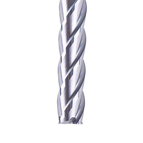 SpeTool 12411 4 Flutes Carbide CNC Square Nose End Mill, 1/4 inch Shank Diameter, 3 inch Long, Upcut CNC Router Bit with Coated