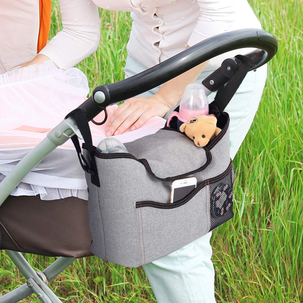 Marchpower Baby Stroller Organizer Bag Cup Holder Large Storage Space Double Use Stroller Accessory Shoulder Carrying Lightweight Durable Baby Travel Bag