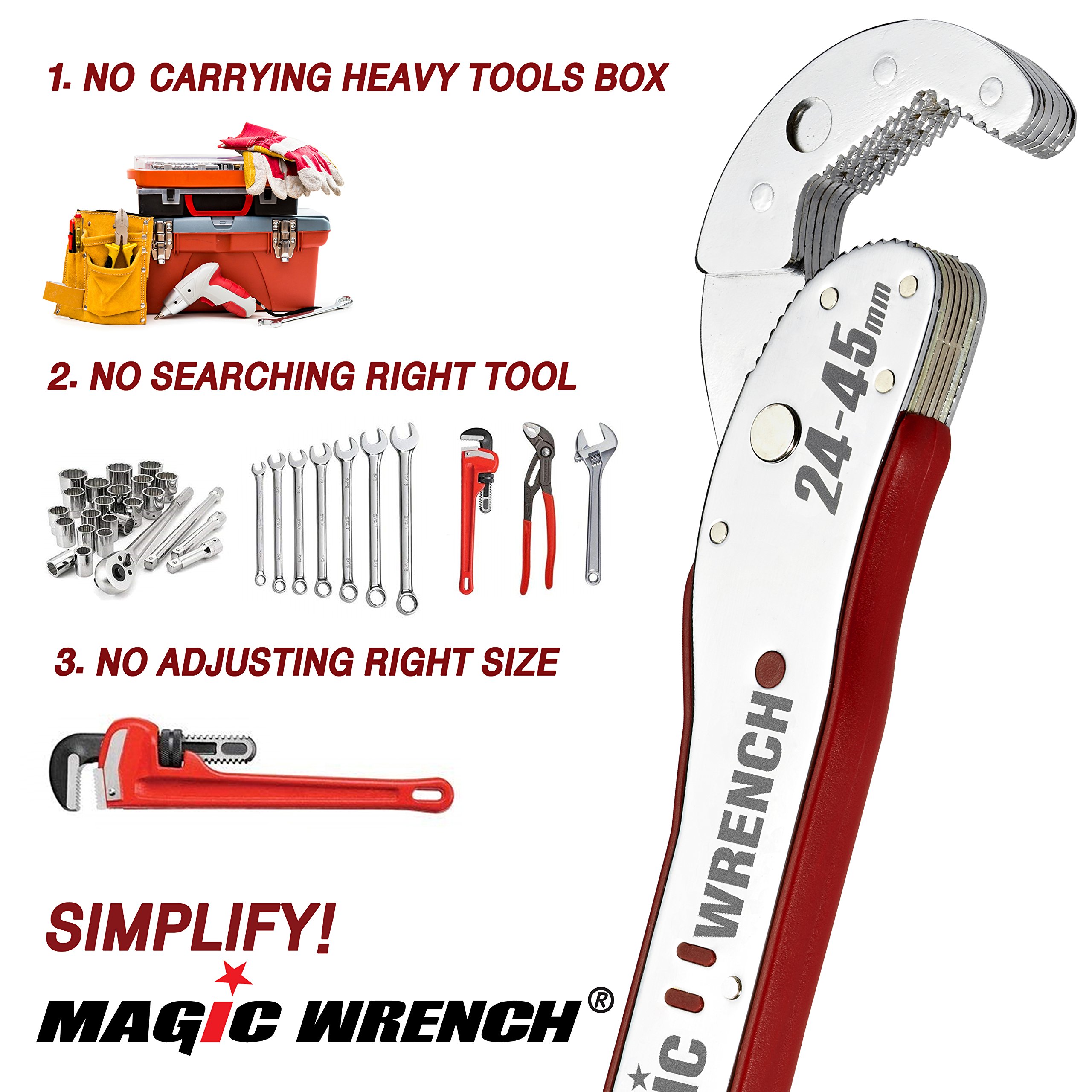 MAGIC WRENCH Multi-function Universal Adjustable auto-ratcheting works as reversible ratchet pop socket combination & pipe monkey spanner sae crescent nut gear-wrench set for craftsman & plumbers