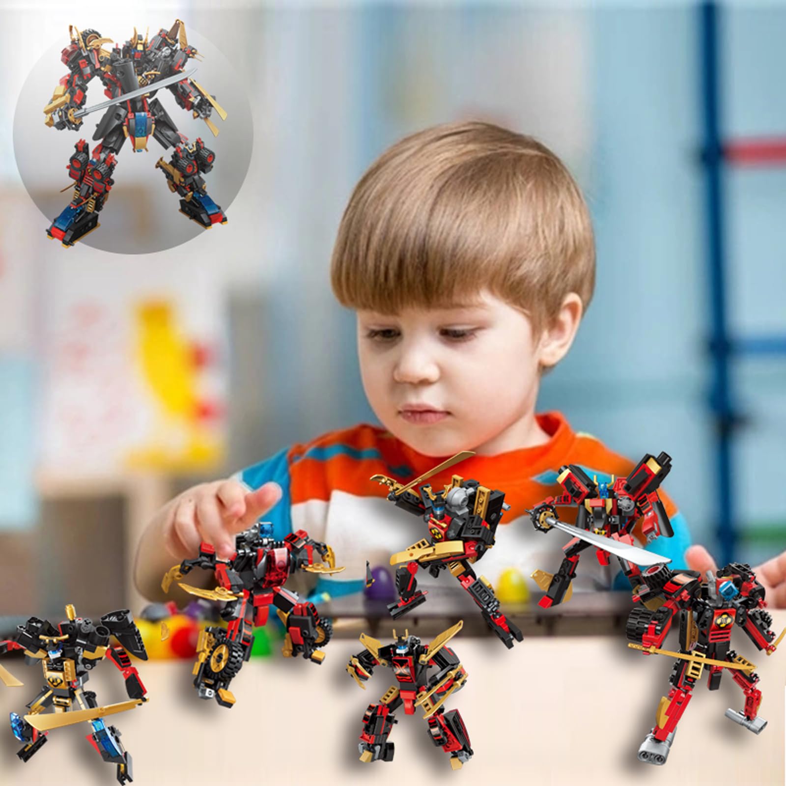 LITTLE FROGGY STEM Robot 6-in-1 Transformation Mech Warrior Vehicles Building Block Kit Compatible with Lego Bricks Excellent Gift for 6-12 Years Old Boys(908 PCS)