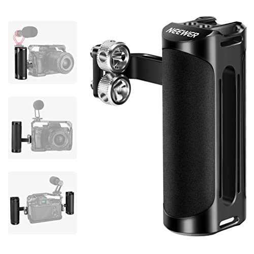 NEEWER Aluminum Side Handle Grip, Compatible with SmallRig Camera Cage for DSLR & Mirrorless Camera, Vertical/Horizontal Adjustment Handgrip with Cold Shoe, Built in Hex Key and 1/4" Threads, VS105