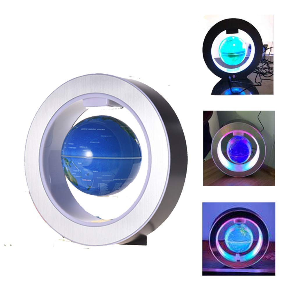 Magnetic Levitation Floating World Globe Desk, 4'' Electronic Antigravity Magnetic Levitating Floating Globe with Colorful LED World Map (English version)