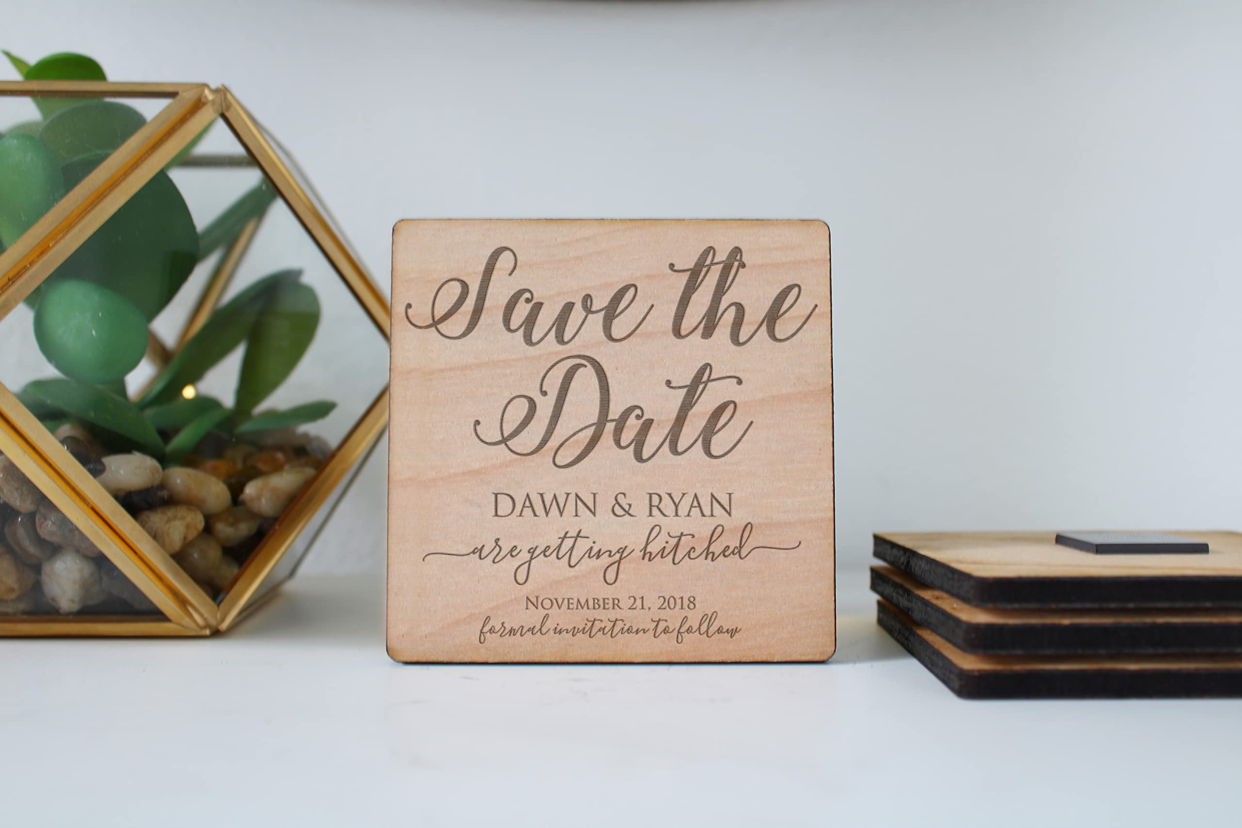 Save The Date Wood Magnet | Personalized Wood Magnet | Wood Save The Date | Wedding Announcement Magnets | Save The Magnet | Wedding Save The Date| Wooden Save The Date Magnets, 15 pc