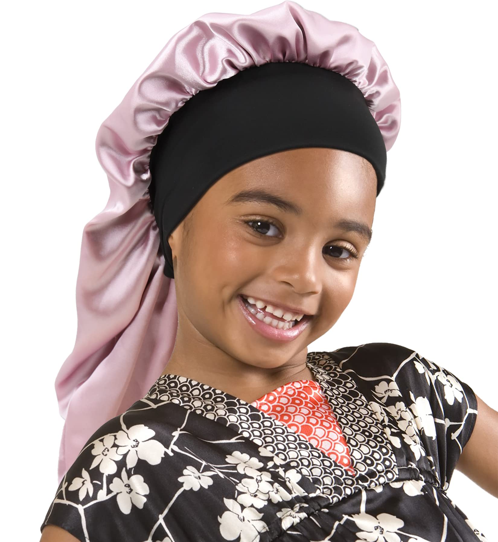 SENGTERM Kids Long Satin Bonnet Girls Sleeping Cap Braids Bonnet for Long Curly Hair