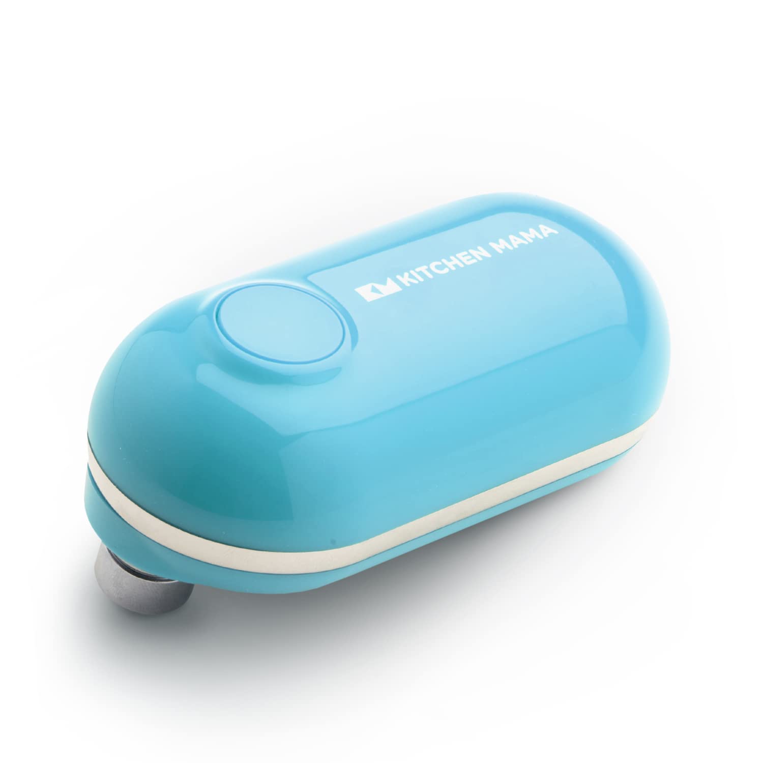 Kitchen Mama Mini Electric Can Opener Smooth Edge: Open Cans with A Simple Press of Button - Ultra-Compact, Space Saver, Portable, Hands Free, Food-Safe, Battery Operated (Marble White)