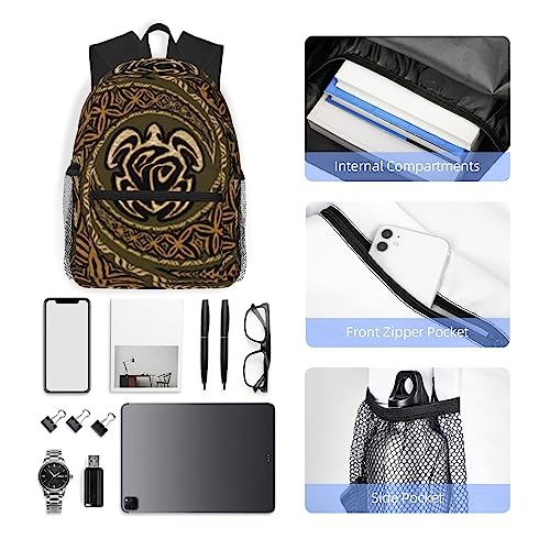 NOKOER Hawaiian Tapa Honu Turtle Printed Lightweight Casual Backpack,Laptop Backpack Waterproof Canvas Bag,Camping Rucksack Travel Daypack