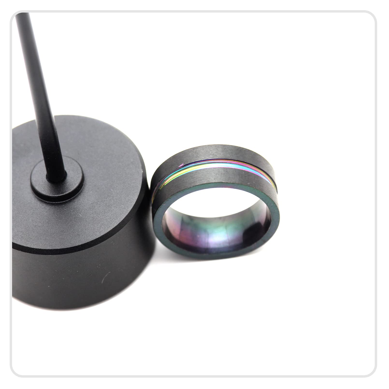 Nsitbbuery Hip Hop Jewelry Black Stainless Steel Colorful Sheel Band Ring(Black(6))