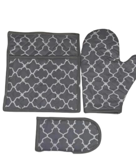 Kitchen Ovenset potholder Oven mitt pan Handle Set of 3, 100% Cotton