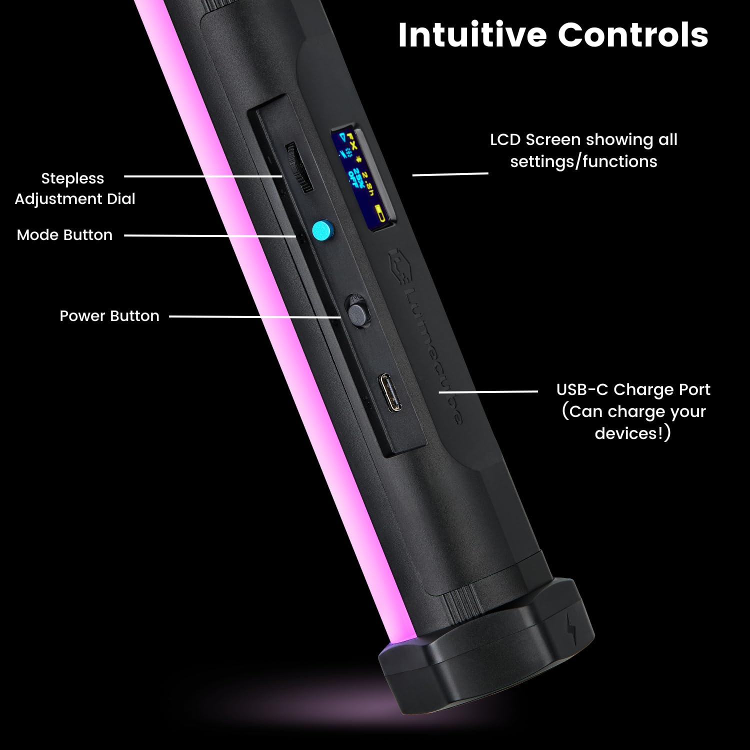 Lume Cube Tube Light XL | RGBWW Continuous Light for Photo & Video | Bluetooth App Controlled | CRI 97+ Premium Light for Filmmakers