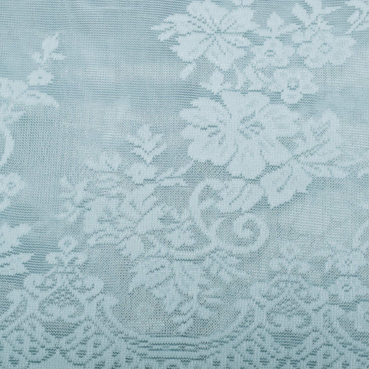 Molaxhome Kitchen Window Valance Lace Curtains, 102x16inch Floral Sheer Rod Pocket Curtain Valance for Dinning Bath Room(2pcs Blue 51x16)