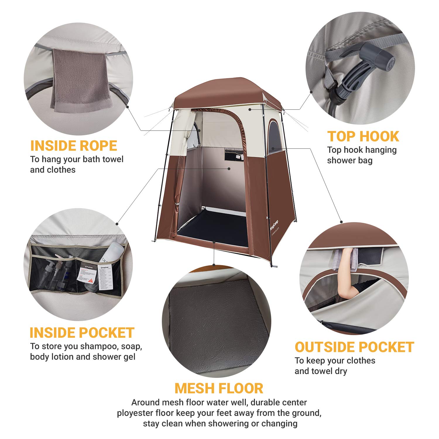 KingCamp Oversize Outdoor Easy Up Portable Dressing Changing Room Shower Privacy Shelter Tent