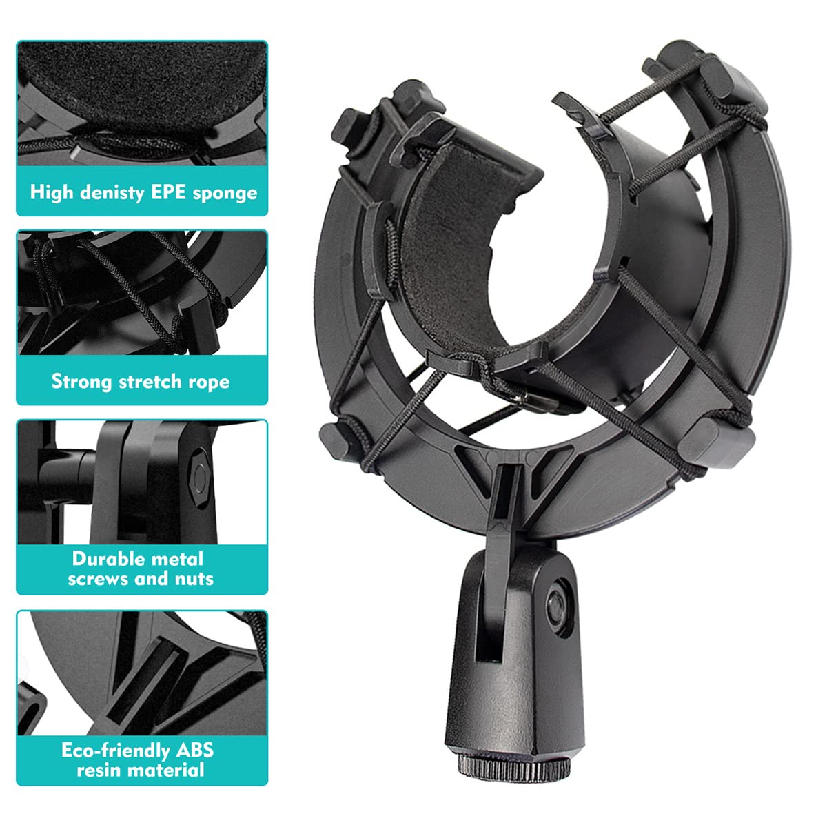 MANAYO Shock Mount for ATR2500X/AT2020/AT2035/AT2050/AT4040/ATR2500 Condenser Mic (Black)