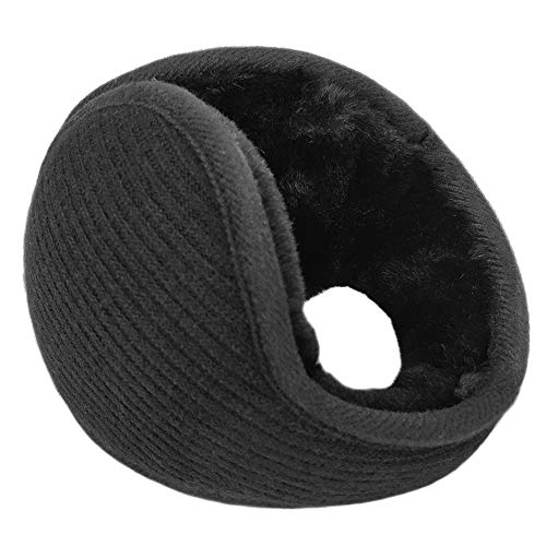 LETHMIK Outdoor Foldable EarMuffs,Unisex Winter Packable Knit Warm Fleece Ear Warmers Cover Black