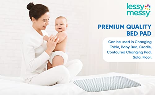 Lessy Messy Diaper Changing Mat - Travel Changing Pad-The Only Baby Changing Mat That is Washer Dryer Safe Portable Changing pad for Baby Extra Large Wipeable Changing pad (Grey)