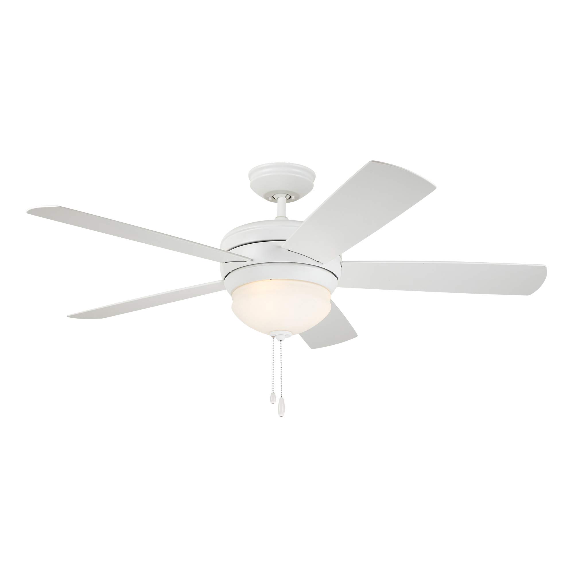 Luminance Kathy Ireland Home Summerhaven LED Ceiling Fan with Light Kit, 52 Inch | Outdoor Wet Rated Fixture with Weather Resistant Blades | Includes Candelabra Base Bulbs and Pull Chain, Satin White