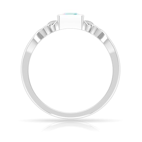 Rosec Jewels Natural Opal Promise Ring for Women, AAA Quality, Celtic Knot Ring, Certified Rainbow Opal Ring - Ready To Gift, 14K White Gold, Size:US 6.00