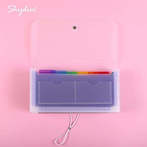 SKYDUE Receipt Coupon Organizer Holder, 13 Pockets Small Accordion File Organizer, Mini Expanding File Folder for Receipts,Car Documents and Coupons. 10 * 5.5 Inches (Pack of 2)