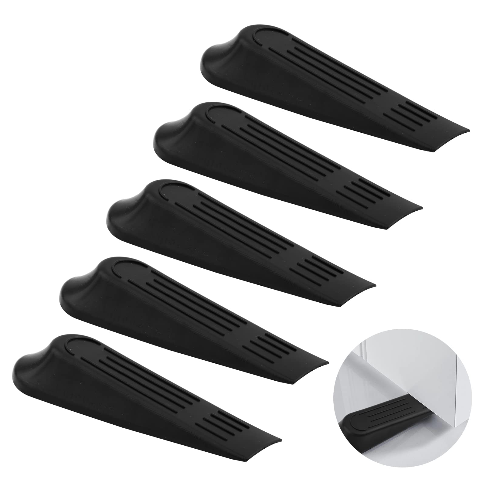 LOQJSS Soft Close Wedge, 5pcs Door Stoppers Rubber Stoppers Wedge for Carpet Heavy Duty Door, Bottom of on Tile(Black)