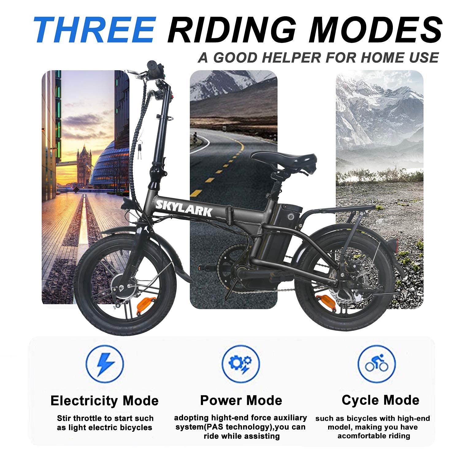 NAKTO 16" Electric Bicycle,Foldable Electric Bikes with Removable 36V10AH Lithium Battery, 350W Motor City EBike for Adults (Black)