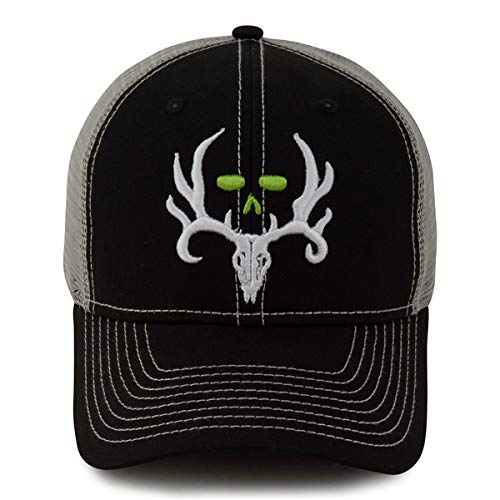 Paramount Outdoors Bone Collector Black and Grey Mesh Back Baseball Cap with Hook and Loop Closure (Black and Grey)