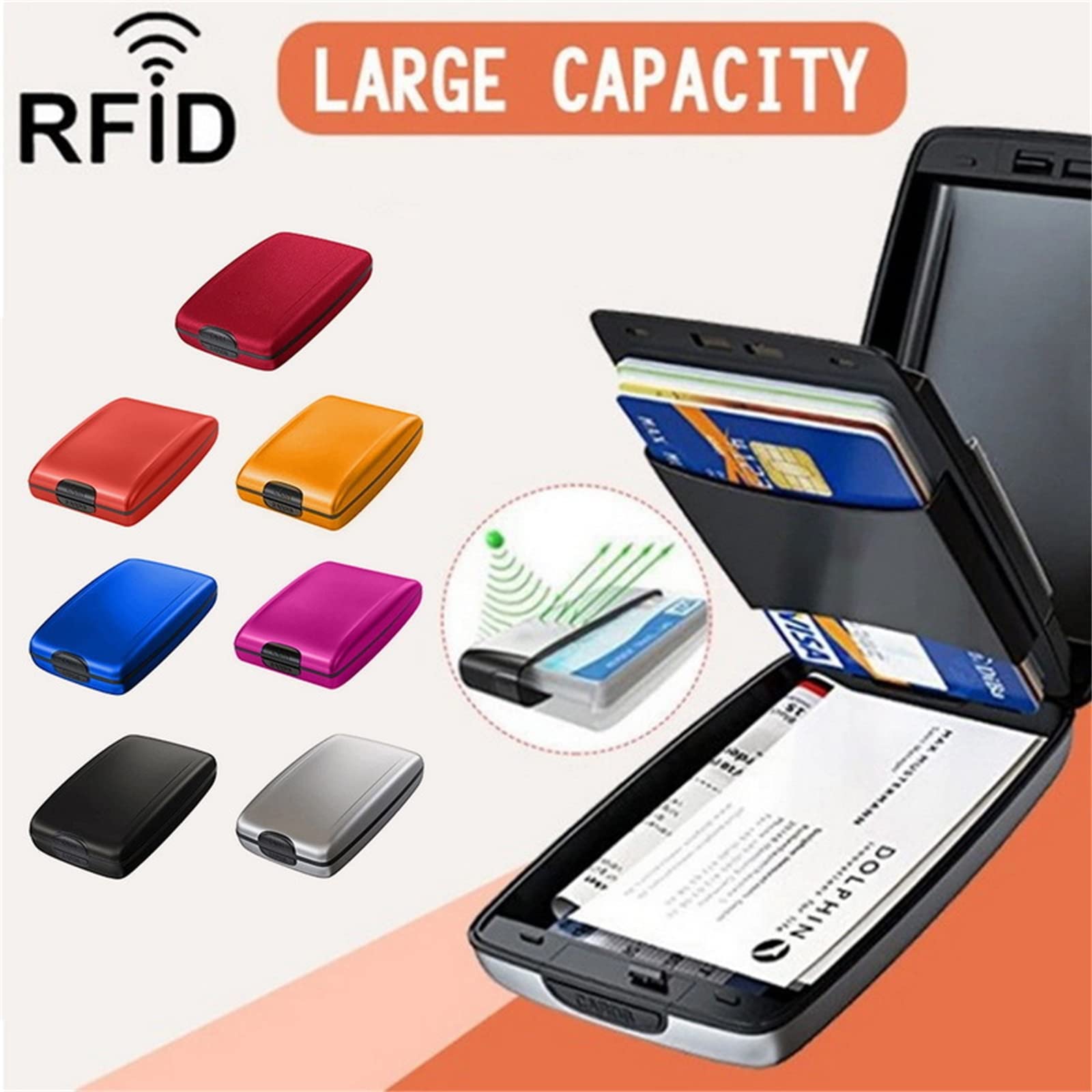 Rfid Anti-theft Aluminum Wallet Clip, Aluminum Wallets , Slim, Secure and Crush Resistant for Travel and Work ,Multi-function Waterproof Card Package, Anti Theft Wallets (Silver)