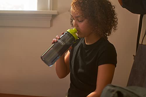 Nalgene Sustain Tritan BPA-Free On The Fly Water Bottle Made with Material Derived from 50% Plastic Waste, 24 OZ, Charcoal with Lime, 24oz