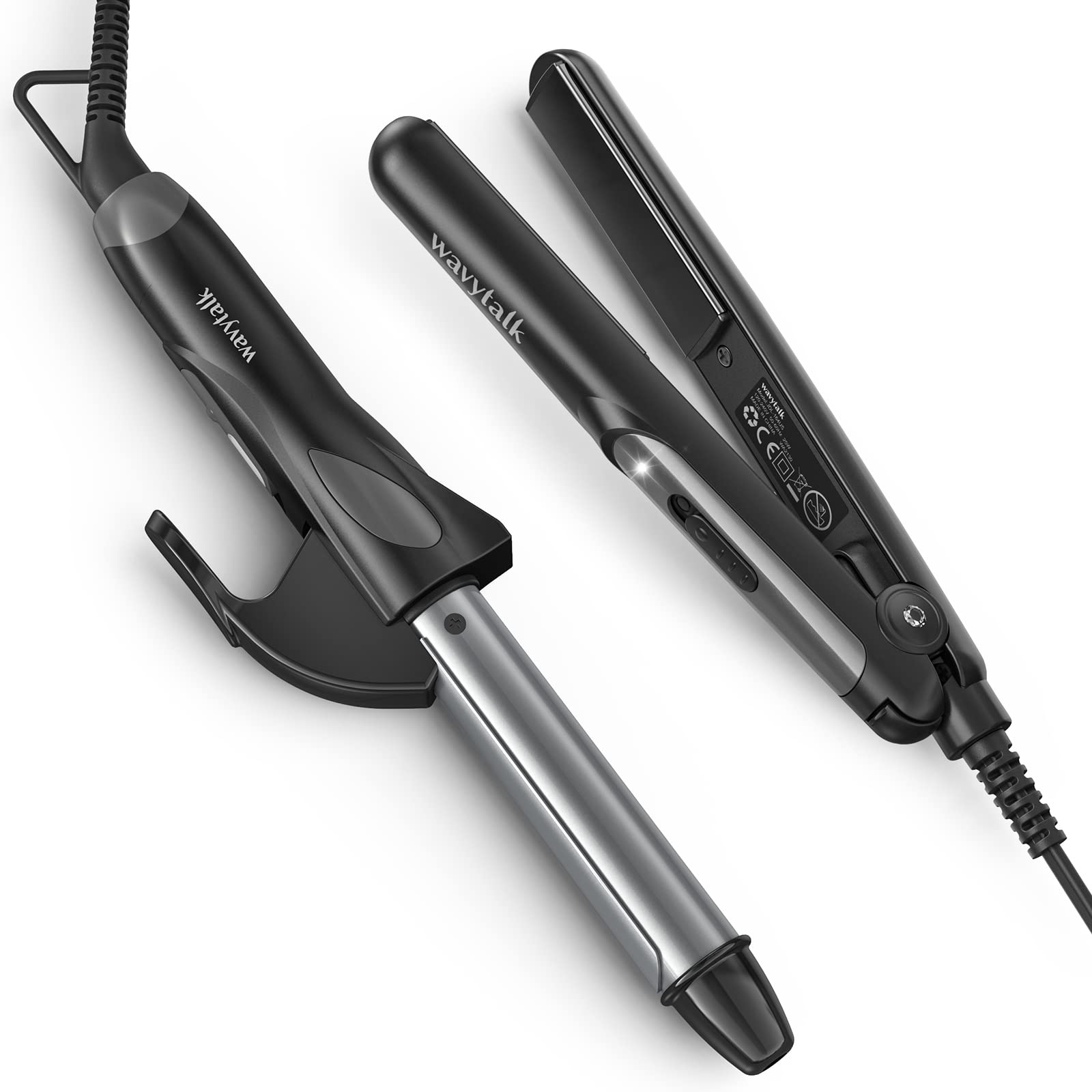 Wavytalk Mini Flat Iron 0.7 Inch Ceramic Mini Hair Straightener - Small Flat Iron with Mini Curling Iron for Short Hair, Curls Bangs, Travel Flat Iron